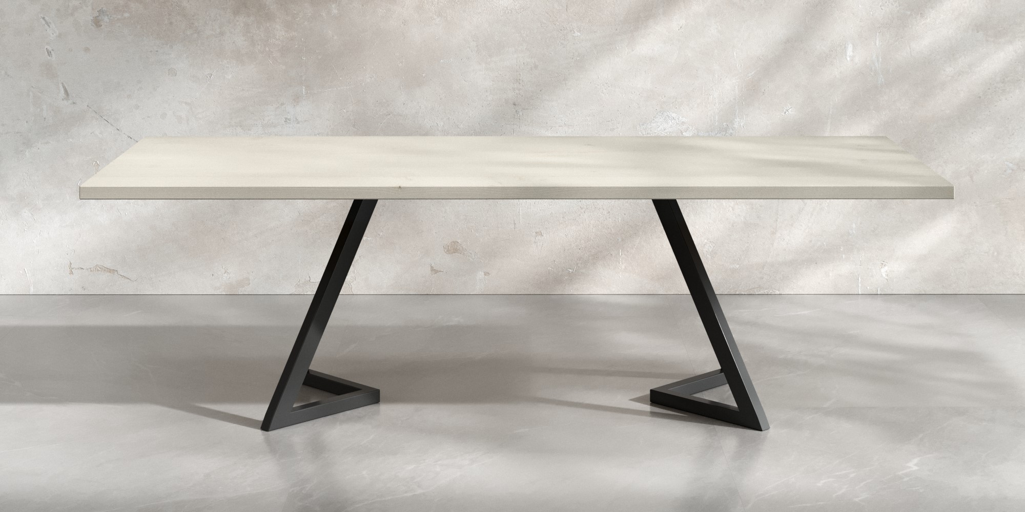 Zeitloser Esstisch Eiche weiß mit elegantem Metallgestell E222 | wobiliar