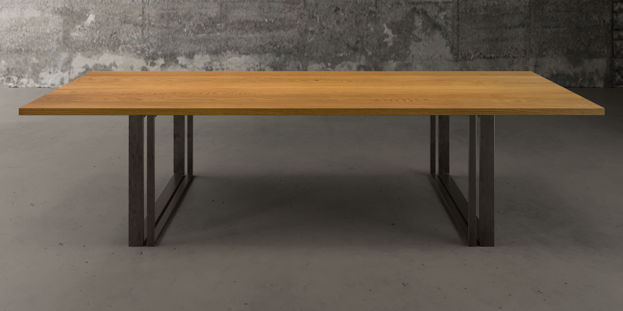 Massivholztisch aus Eiche mit Metallkufen E36 | wobiliar